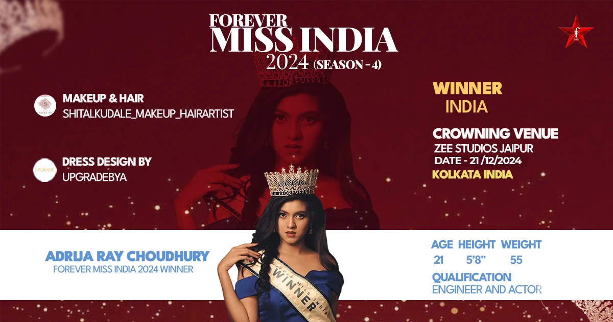 Forever Miss India 2024 Winner | Adrija Ray Choudhury | fsia Winner