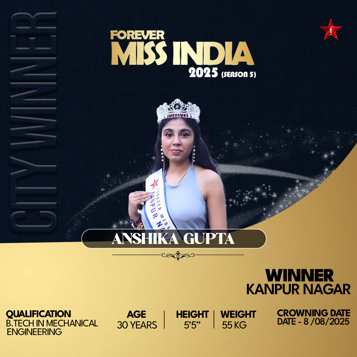 Miss Kanpur Nagar Anshika Gupta | Miss India City Winner 2025