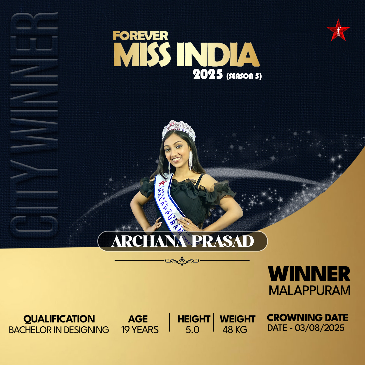 Miss Malappuram Archana Prasad | Miss India City Winner 2025