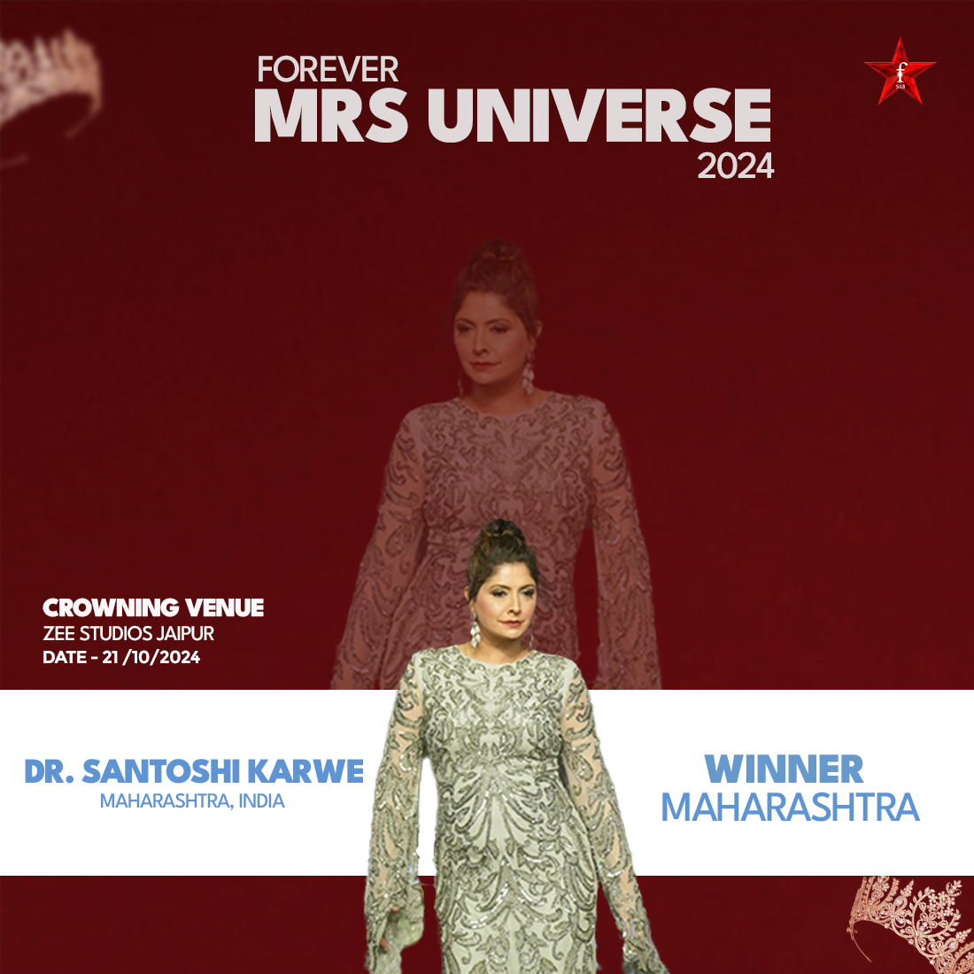 Mrs Universe Maharashtra Winner | 2024 | Dr. Santoshi Karwe | fsia Winner