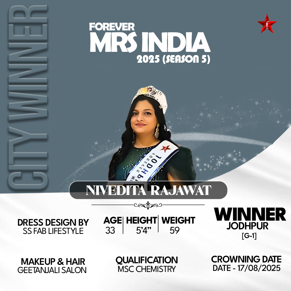 Nivedita Rajawat crowned Mrs Jodhpur | Mrs India City Winner 2025