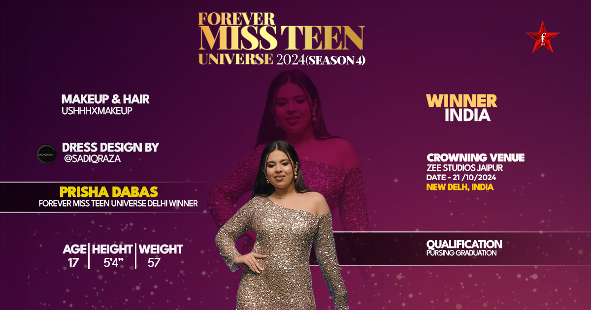 Miss Teen Universe Delhi Winner | 2024 | Prisha Dabas | fsia Winner