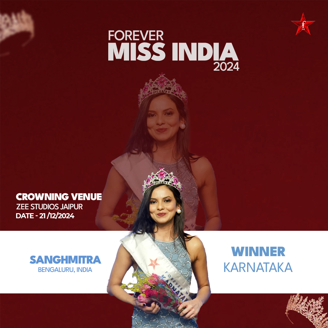 Miss Karnataka 2024 Winner | Sanghmitra | fsia Winner
