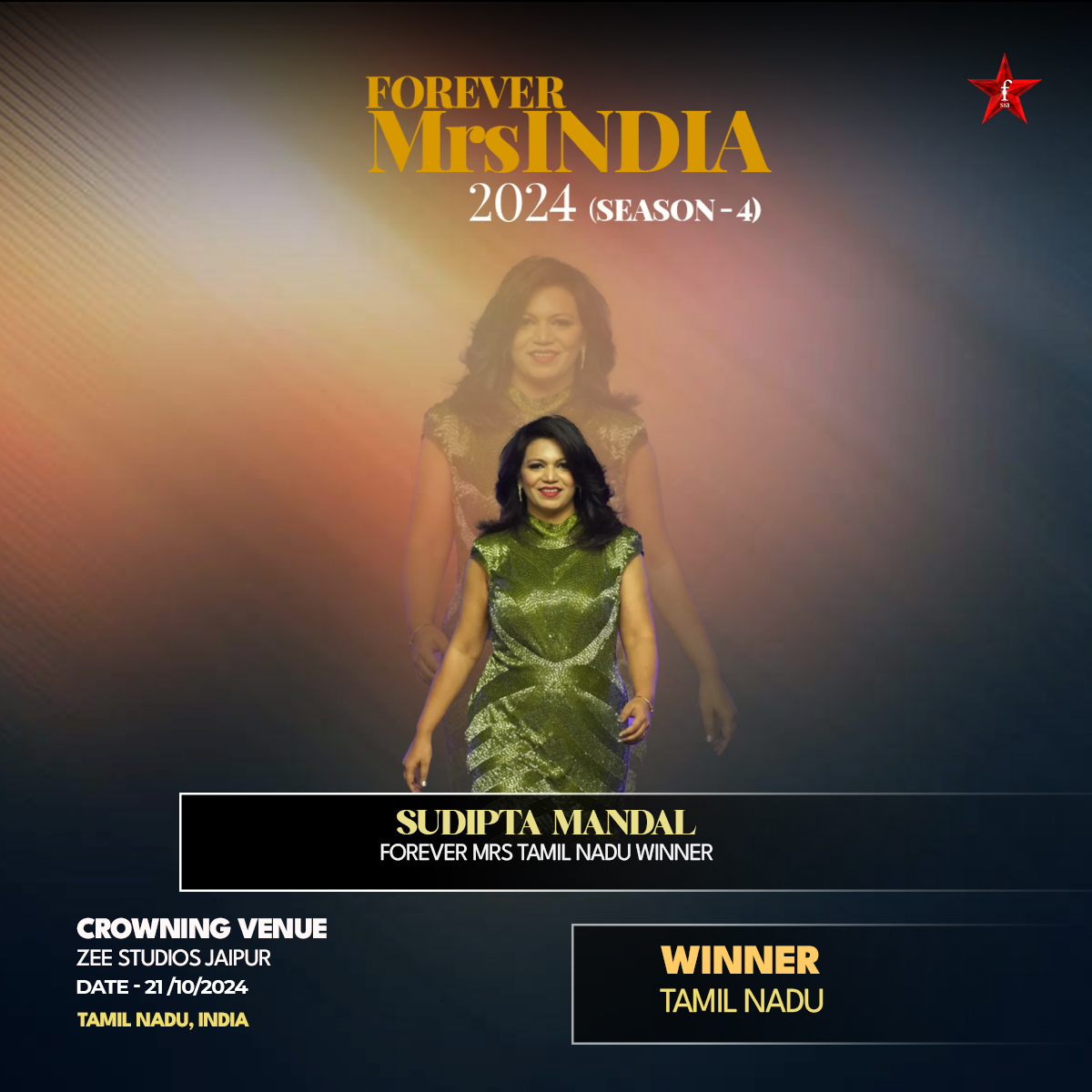 Mrs Forever Tamil Nadu 2024 | Sudipta Mandal | fsia Winner
