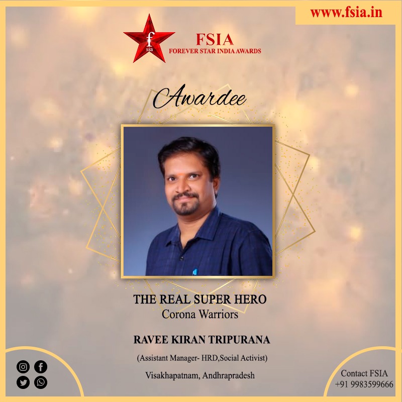 Ravee Kiran Awardee The Real Super Hero Awards 2020 by FSIA
